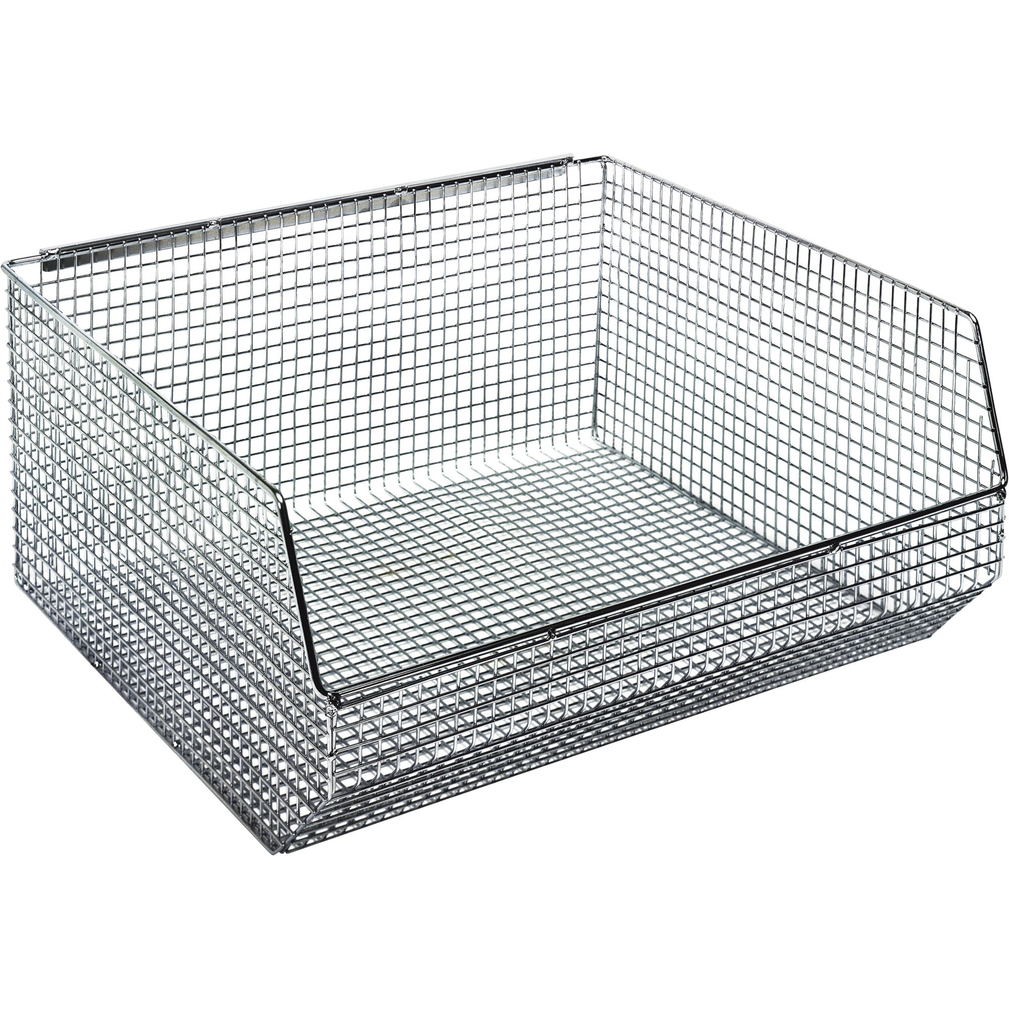 Quantum Wire Mesh Hanging/Stacking Bin — 16 1/4in.W x 18 1/2in.D x 7in.H, Pack of 5, Model ...